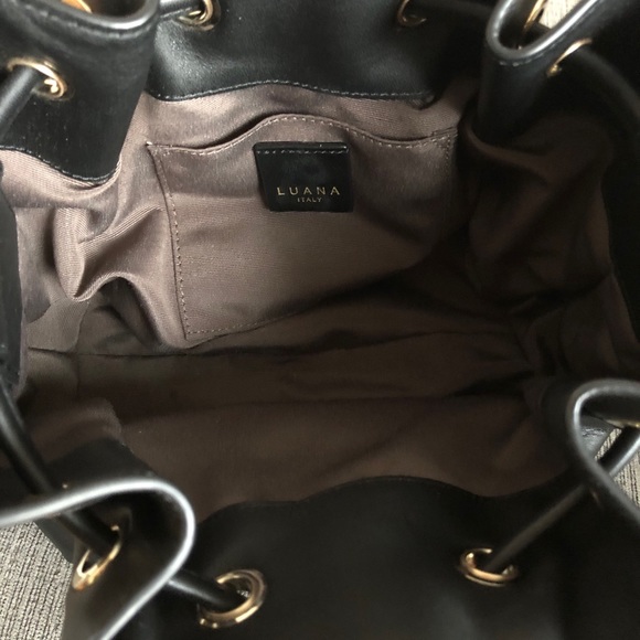 Luana Italy | Bags | Luana Italy Nico Mini Bucket Bag In Black Leather ...